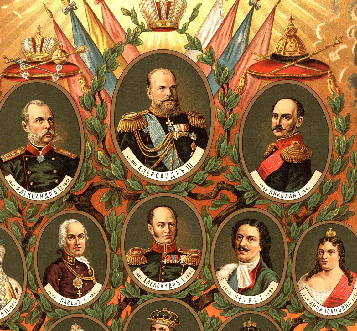 Russian Royal Family Tree Poste Soviet poster To the 300th | Etsy