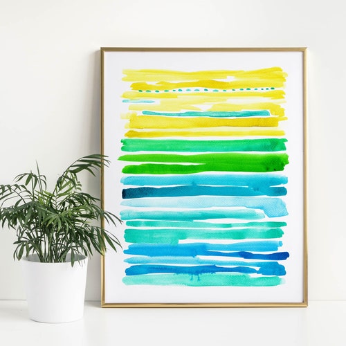 Abstract Print Yellow Watercolor Printable Wall Art Digital - Etsy