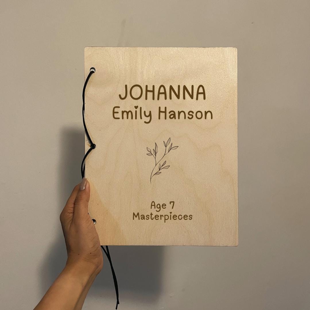 Wood Book Cover for Kids' Artwork - Personalized Keepsake Album ...