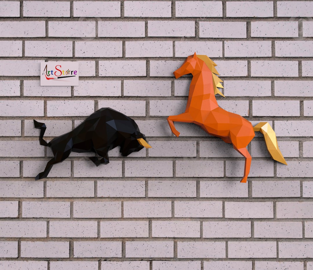 Bull Vs Horse Wall - Etsy