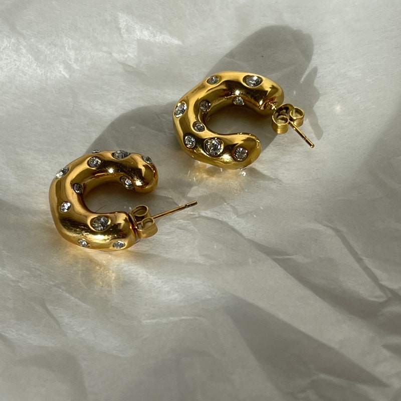 Chunky Gold Hoops - Etsy UK