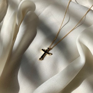 Gold Cross Pendant Necklace. Chain 18k Gold Plated Sterling - Etsy UK