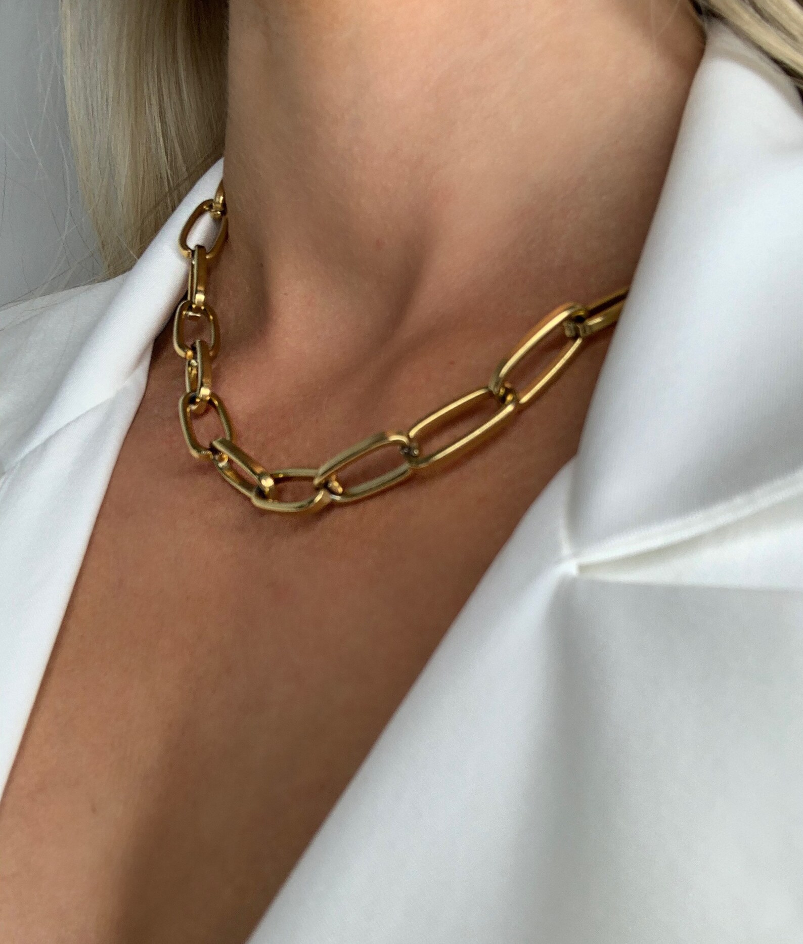 Gold Chunky Paperclip Link Chain. Stainless Steel Chocker | Etsy