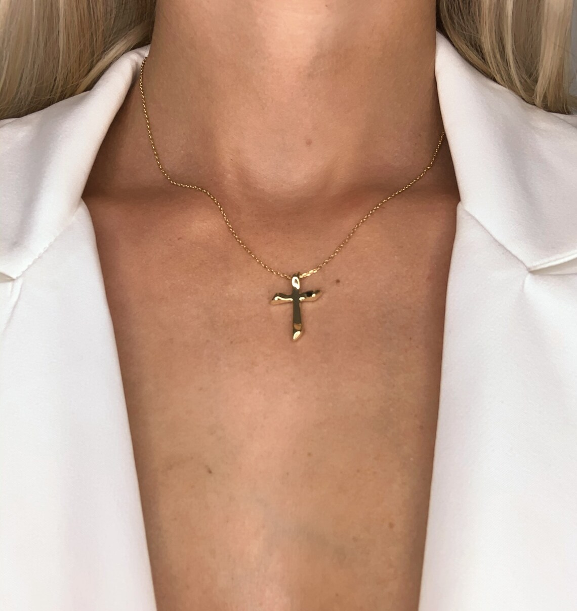 Gold Cross Pendant Necklace. Chain 18k Gold Plated Sterling - Etsy UK