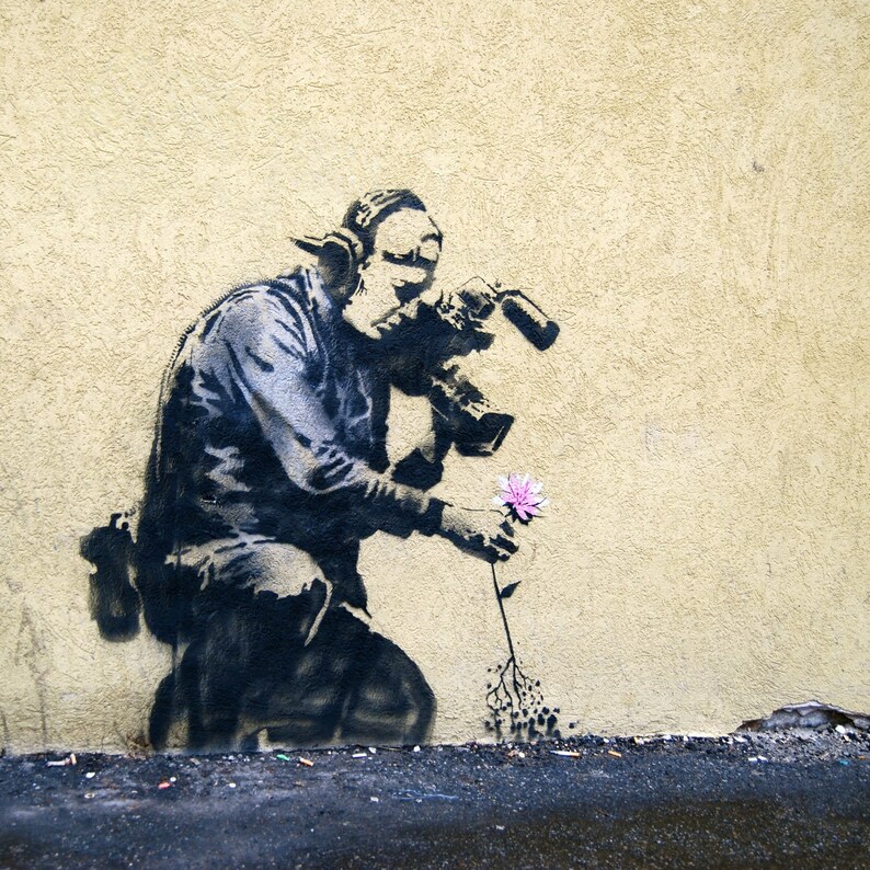 Banksy Street Art Camera Man Flower Poster Print in Different | Etsy