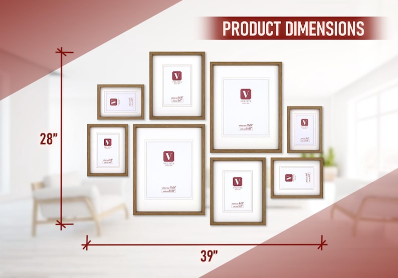 8 Piece Gallery Wall Frame Set - Rustic Photo Frame Set With Mat ...