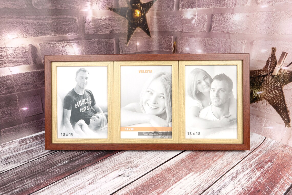 Brown Collage Picture Frame With 3 Openings Photo Collage - Etsy