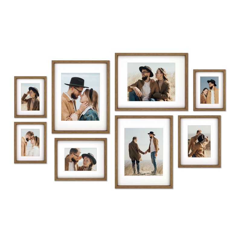 8 Piece Gallery Wall Frame Set "dis"-rustic Photo Frame Set With Mat ...
