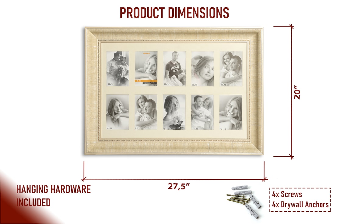 Rustic Beige 10 Collage Picture Frame Wooden Home Decor | Etsy