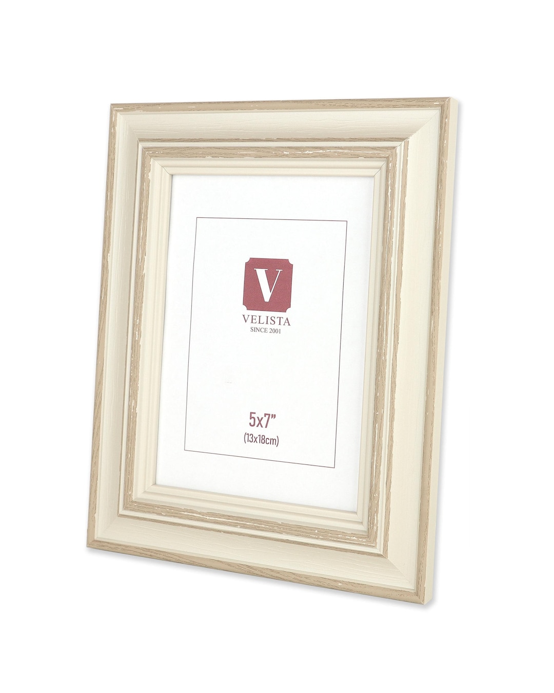 Distressed Classic Picture Frame - Farmhouse Style Beige Photo Frame ...