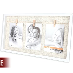 Rustic Clothespin Picture Frame With 3 Clips - Wooden Clip Collage ...