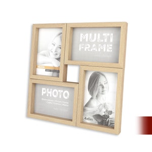4-opening 4x6” Rustic Picture Frame Collage - Farmhouse Tabletop Square ...