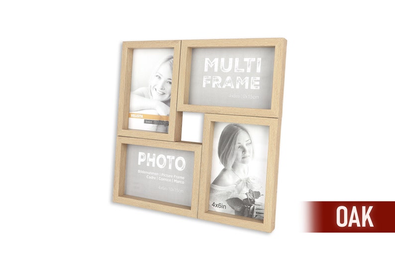 4-opening 4x6” Rustic Picture Frame Collage - Farmhouse Tabletop Square ...