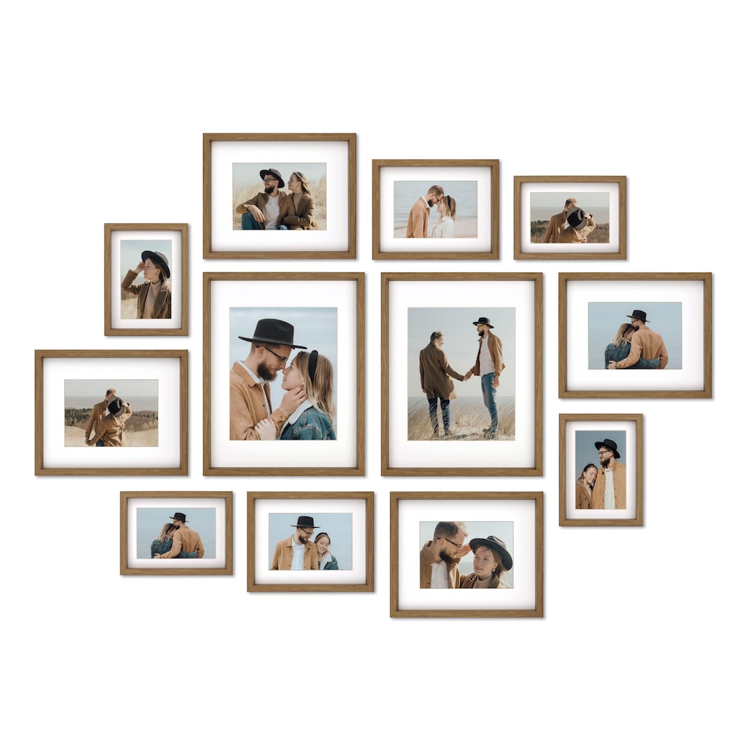 12 Piece Gallery Wall Frame Set "star"-rustic Photo Frame Set With Mat ...