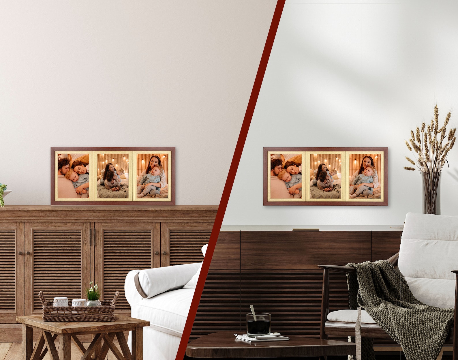 Brown Collage Picture Frame With 3 Openings Photo Collage - Etsy