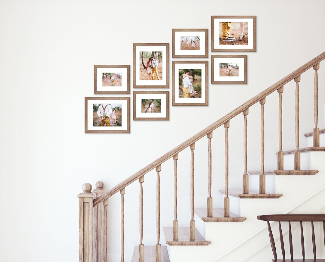 8 Piece Stair Picture Frame Set for Wall – Stairwell Gallery Wall Frame ...