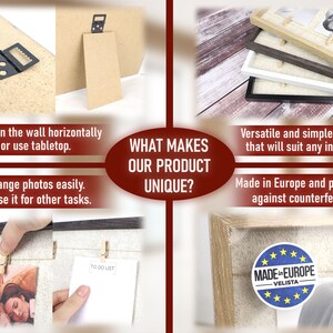 Rustic Clothespin Picture Frame With 3 Clips - Wooden Clip Collage ...