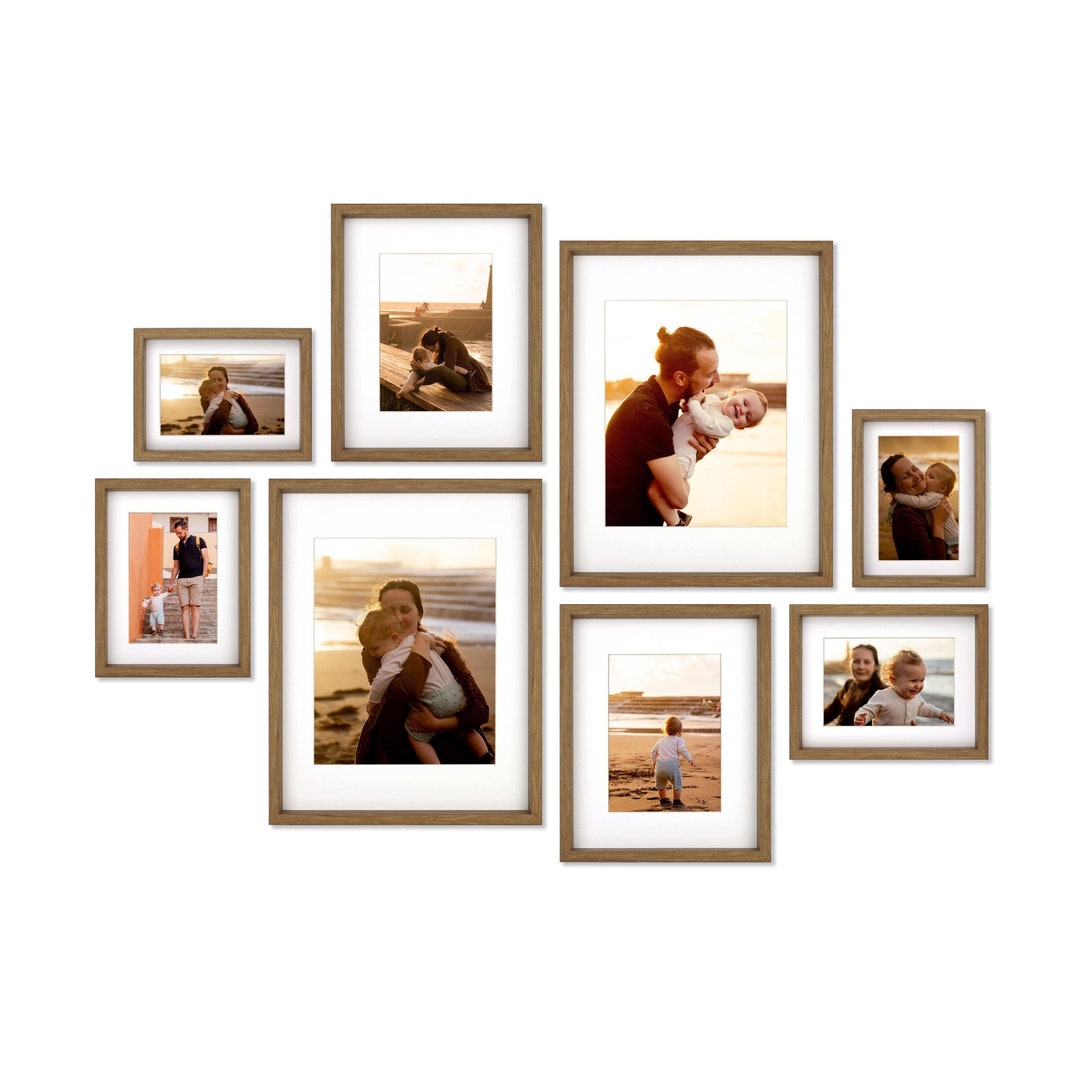 8 Piece Gallery Wall Frame Set - Rustic Photo Frame Set With Mat ...