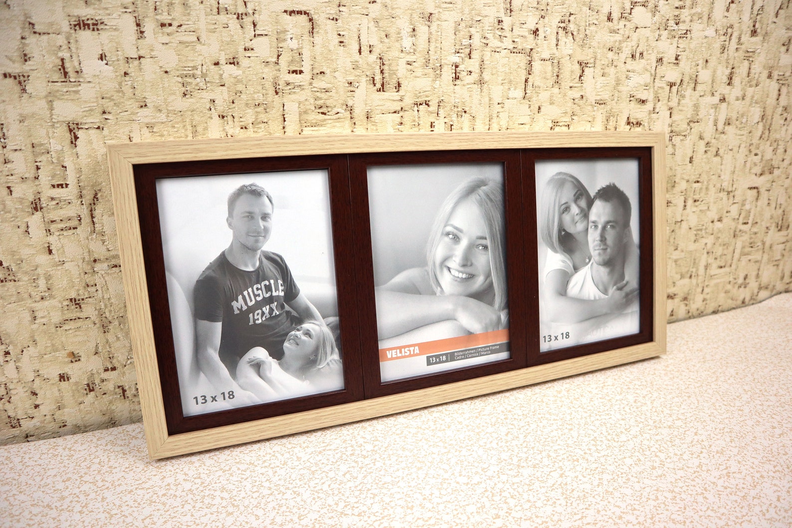 Brown Collage Picture Frame With 3 Openings Photo Collage | Etsy