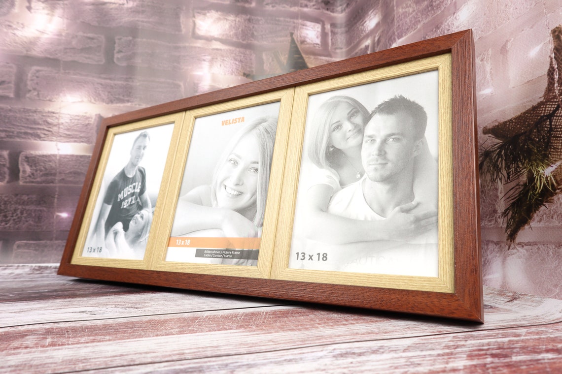 Brown Collage Picture Frame With 3 Openings Photo Collage - Etsy