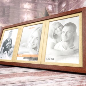 Brown Collage Picture Frame With 3 Openings, Photo Collage Frame, Multi ...