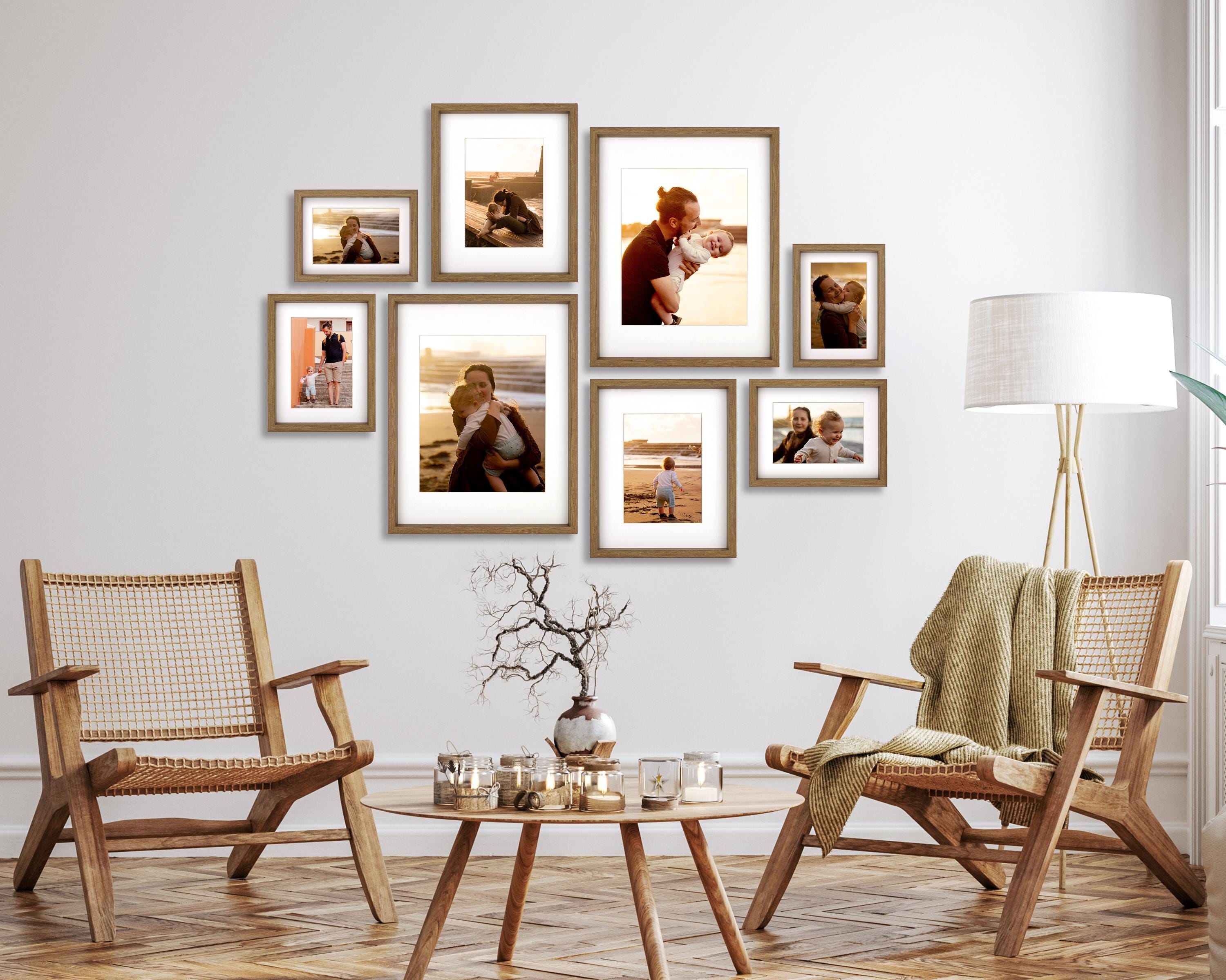 8 Piece Gallery Wall Frame Set - Rustic Photo Frame Set With Mat ...
