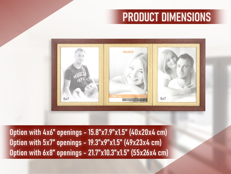 Brown Collage Picture Frame With 3 Openings Photo Collage - Etsy