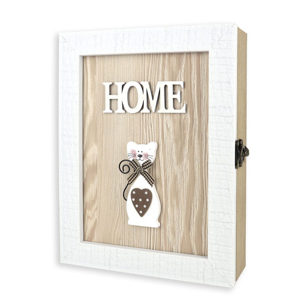 Wooden Key Cabinet for Wall Rustic Key Box With 6 Hooks Farmhouse Key ...
