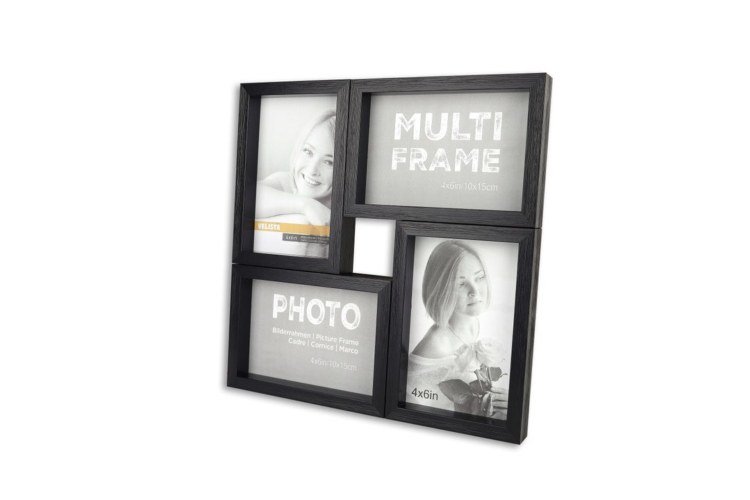 4-opening 4x6” Rustic Picture Frame Collage - Farmhouse Tabletop Square ...