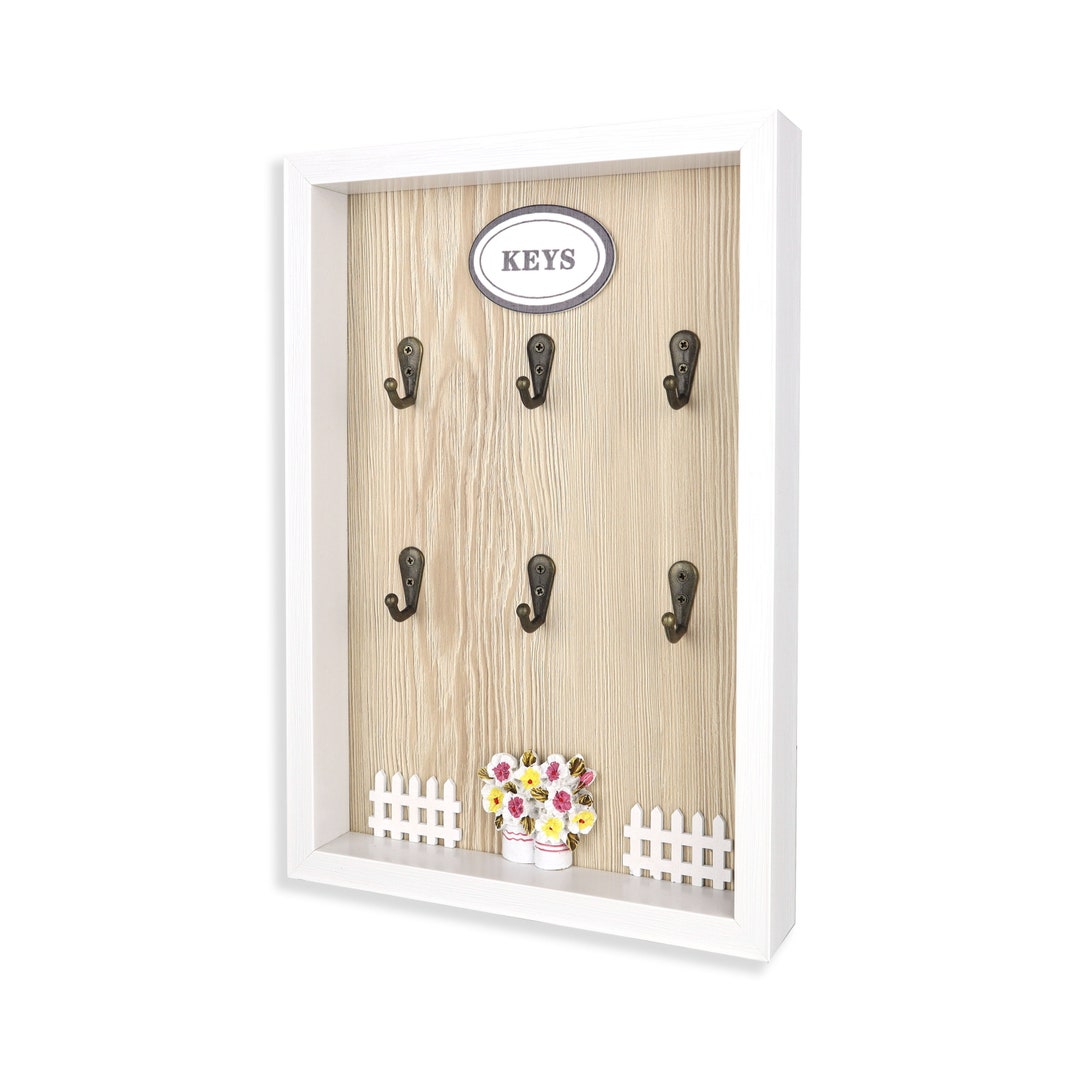 Wooden Key Holder - White Key Holder - Wooden Key Holder - Key Holder ...