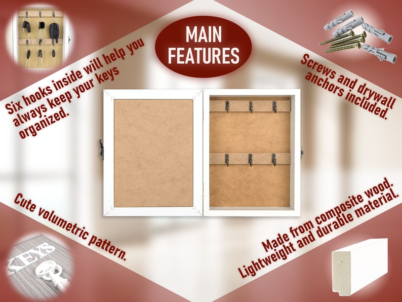 Wooden Key Box White Key Box Vintage Key Box Key Holder - Etsy