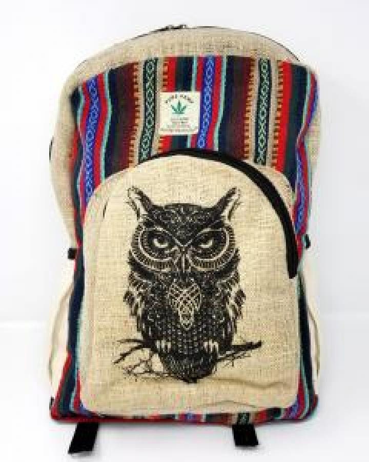 Hemp OWL Design Backpack 18h 12w THC FREE Quality - Etsy