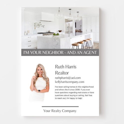 Real Estate New Agent Introduction Letter Flyer Template Etsy