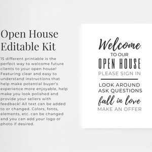 Open House Kit | 15 Editable Templates for Realtors | Real Estate ...