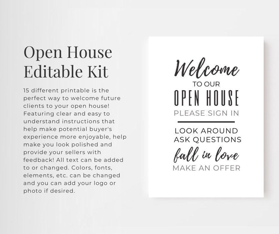 Open House Kit | 15 Editable Templates for Realtors | Real Estate ...