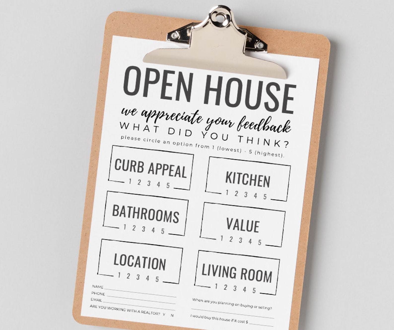 Open House Feedback Form | Real Estate | Open House Printable | PDF ...