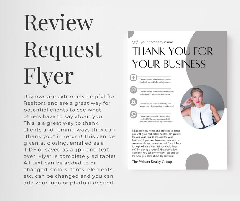 Review Request Client Review Reminder Realtor Letter | Etsy