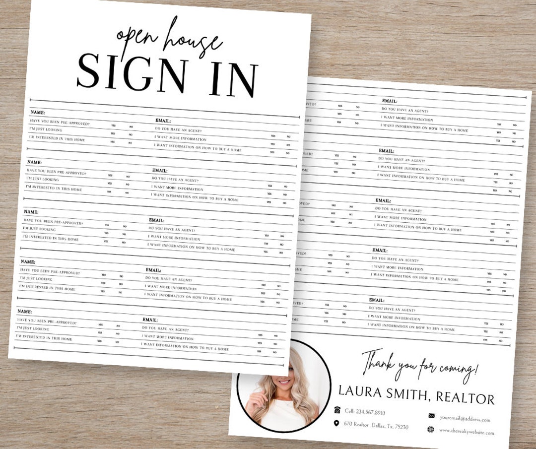 Editable Open House Sign-in Sheets | Real Estate Printable | Real ...