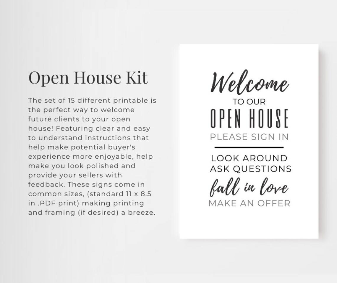 Open House Kit 15 Instant Download Prints for Realtors PDF - Etsy