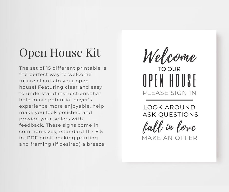 Open House Kit 15 Instant Download Prints for Realtors PDF - Etsy