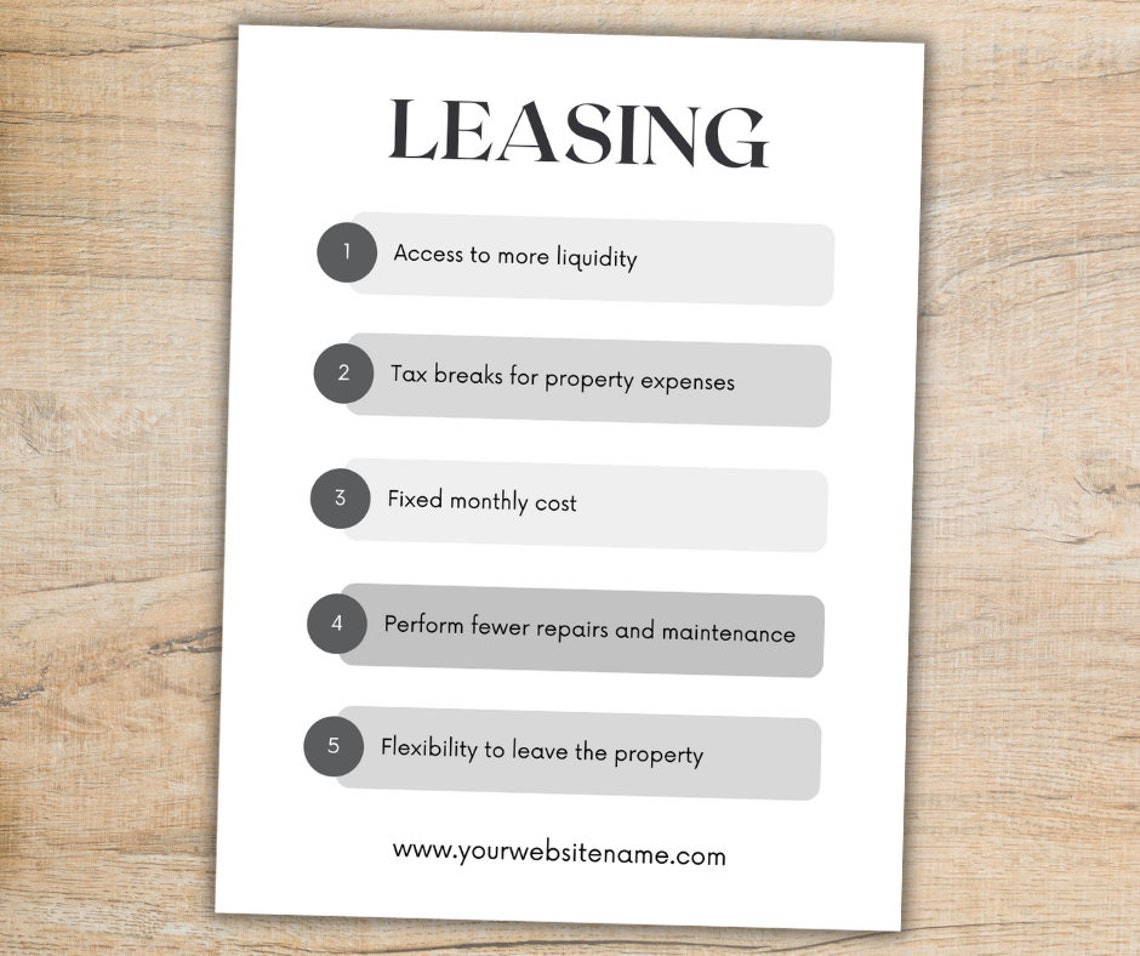 Leasing Flyer Editable Benefits of Leasing Flyer Real - Etsy