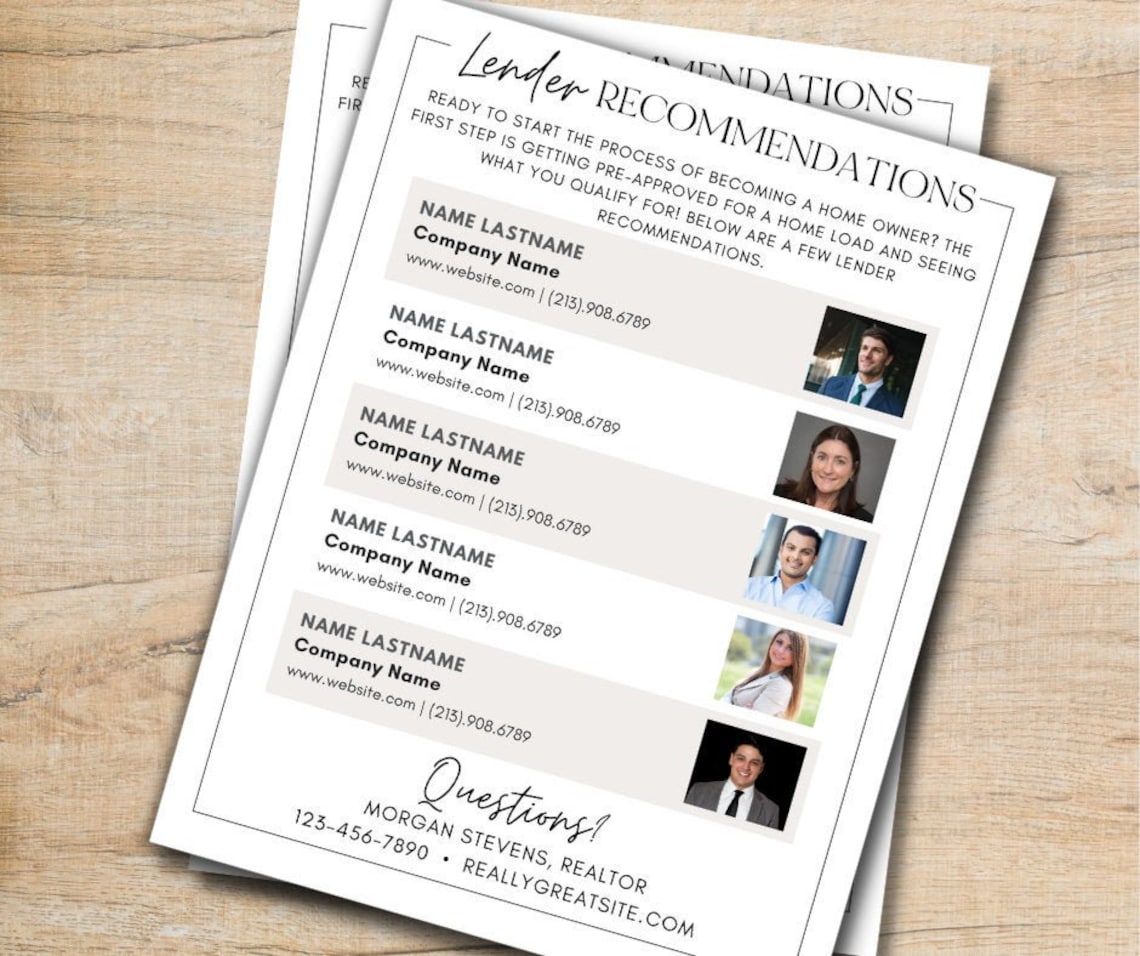 Trusted Lenders Template Lender Recommendations Editable | Etsy