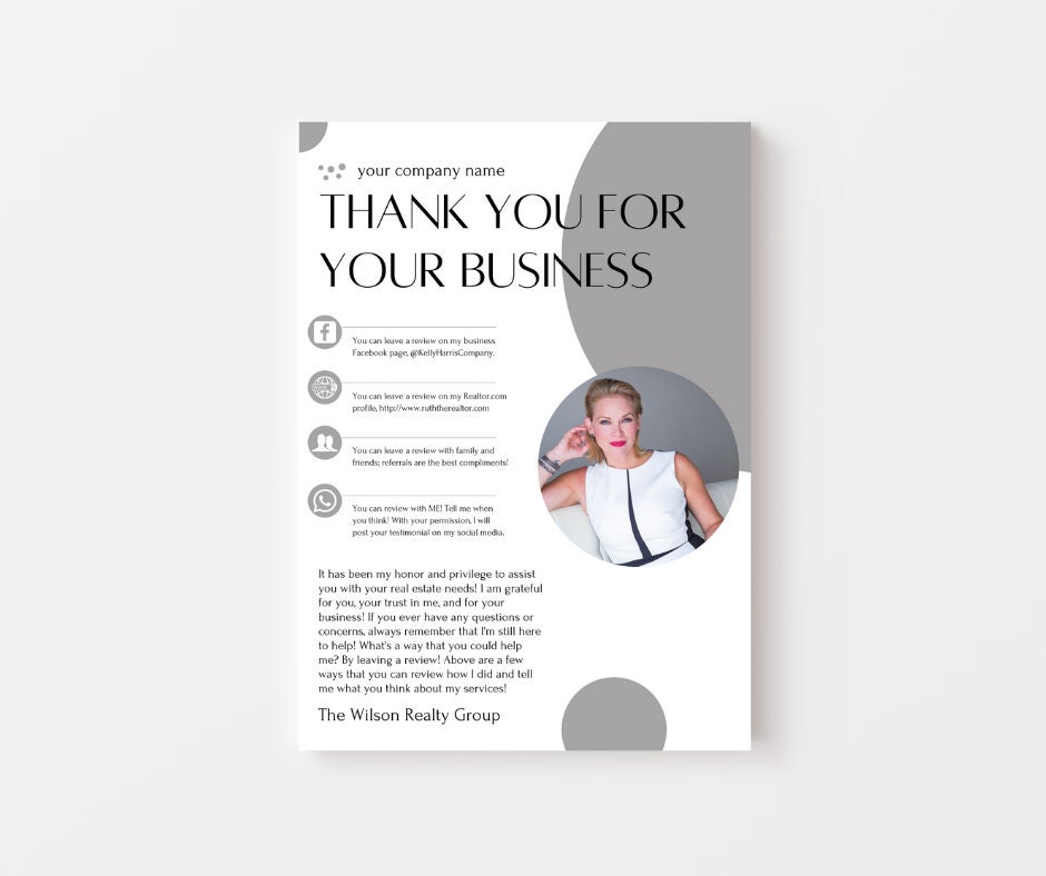 Review Request Client Review Reminder Realtor Letter | Etsy