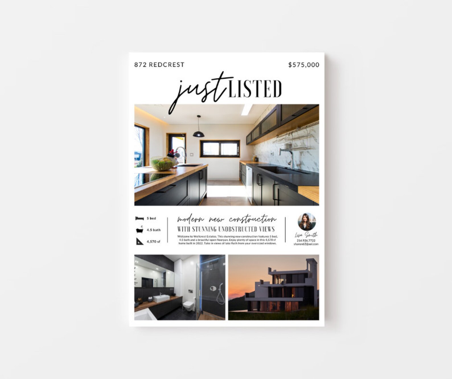 Real Estate Flyer Template Just Listed Flyer New Home Flyer - Etsy