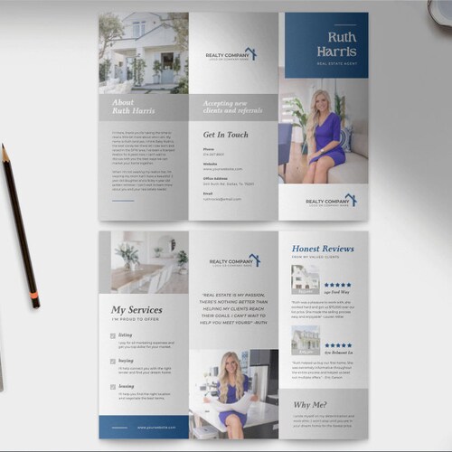 Editable Realtor Brochure Real Estate Agent Trifold Brochure - Etsy