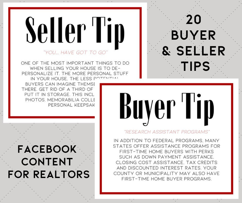 Buyer and Seller Tips Real Estate Facebook Posts Facebook | Etsy