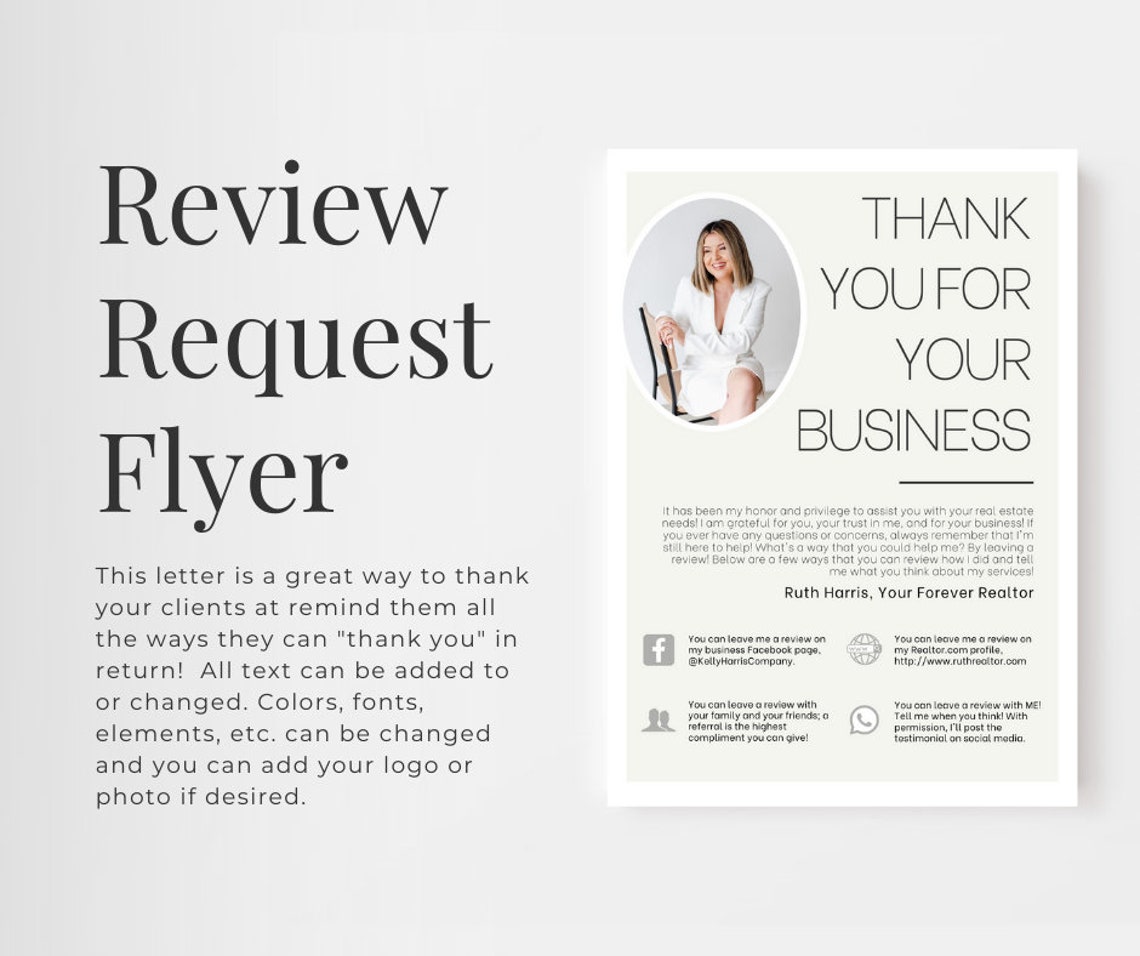 Review Request Client Review Reminder Realtor Letter - Etsy