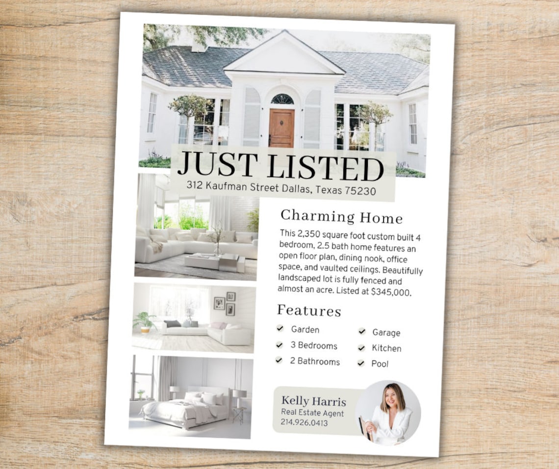 Real Estate Flyer Template Just Listed Flyer New Home | Etsy