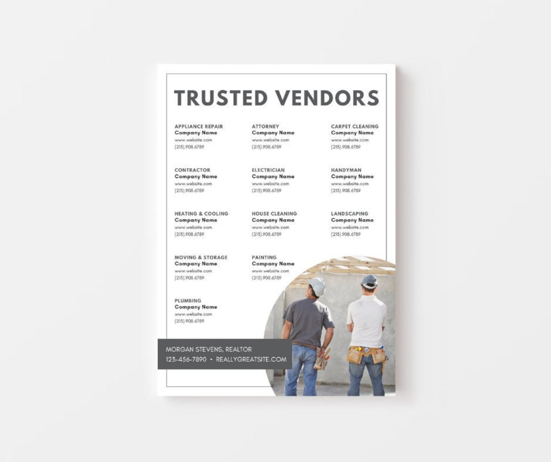 Real Estate Vendor Template, Preferred Vendors, Trusted Vendor List ...
