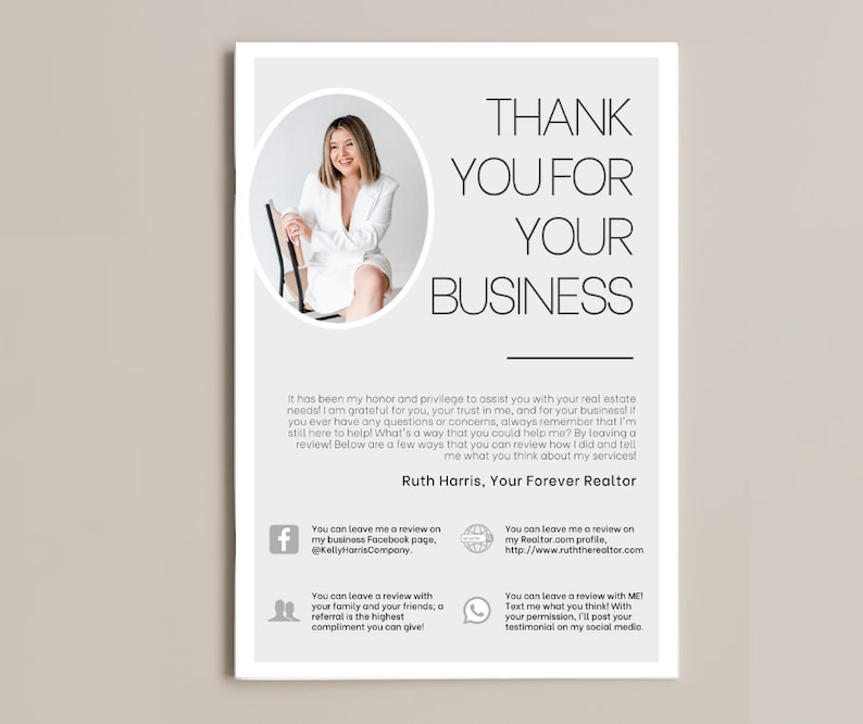 Review Request Client Review Reminder Realtor Letter - Etsy